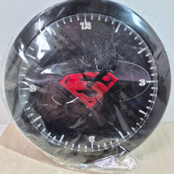 Wall Decor | Superman Logo Round Wall Clock Black Carbon Fiber Style ...